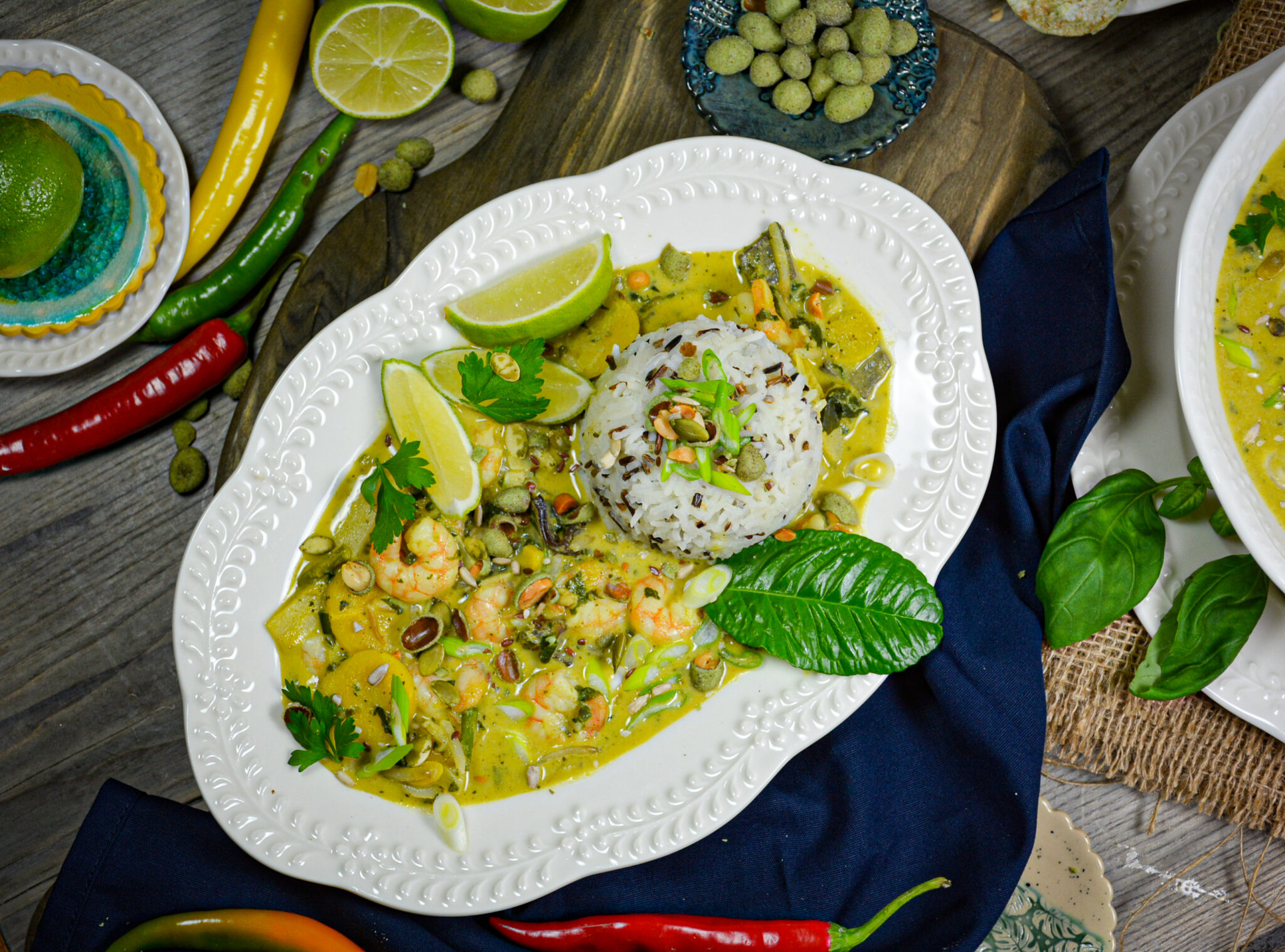 Prawn Thai green curry - Curry verde thailandez, cu creveți - Rozmarin